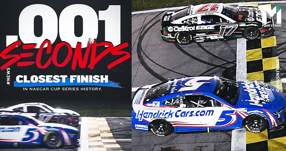 NASCAR Cup Series บันทึกประวัติศาสตร์ นักแข่งเข้าเส้นชัยเฉือนกัน 0.001 ...
